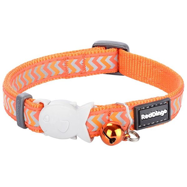 RED DINGO Nylon Reflective Breakaway Cat Collar with Bell, Orange, 8 to ...