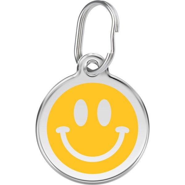 RED DINGO Smiley Face Stainless Steel Personalized Dog & Cat ID Tag ...