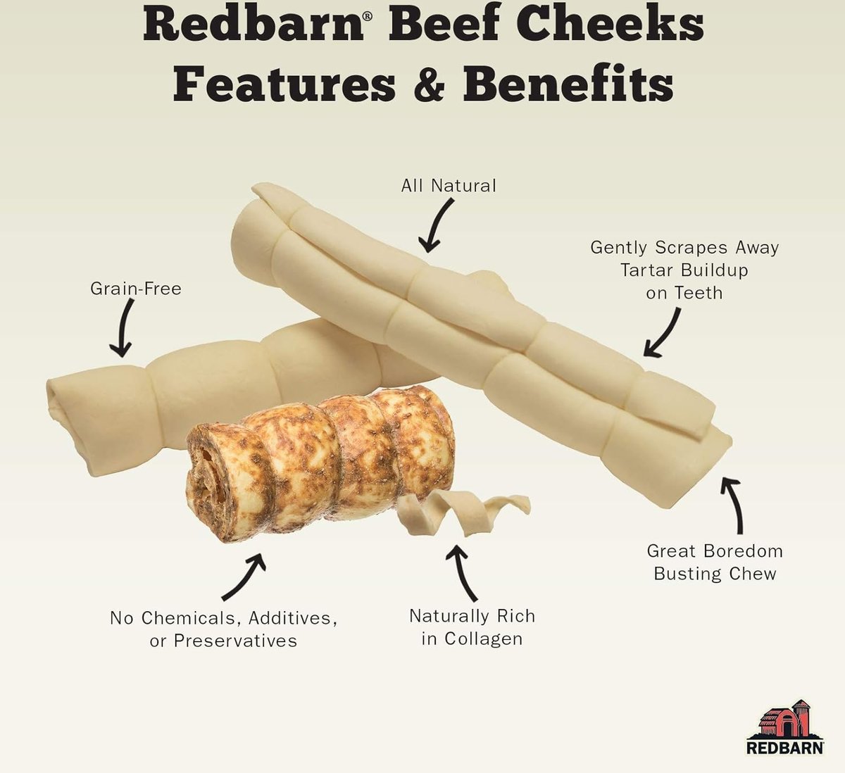 REDBARN Beef Cheek Roll Dog Chew, Large - Chewy.com