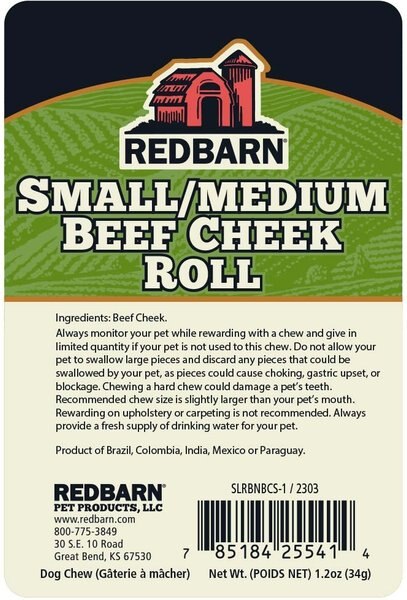 REDBARN Beef Cheek Roll Dog Chew, Small/Medium - Chewy.com