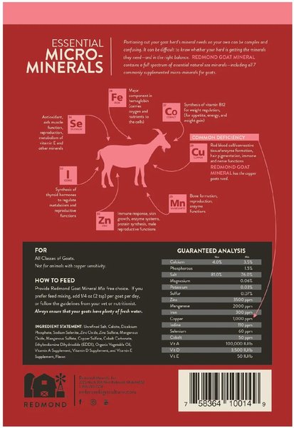 REDMOND Goat Mineral Mix Supplement for Goats, 5-lb bag - Chewy.com