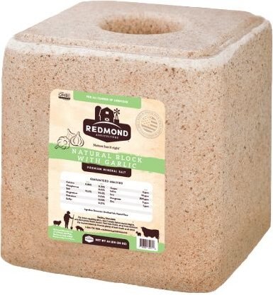 REDMOND Natural Salt with Garlic Block Supplement for Farm Animals, 44 ...