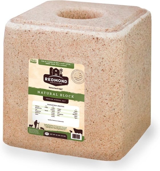REDMOND Natural Trace Mineral Salt Block Supplement for Farm Animals ...