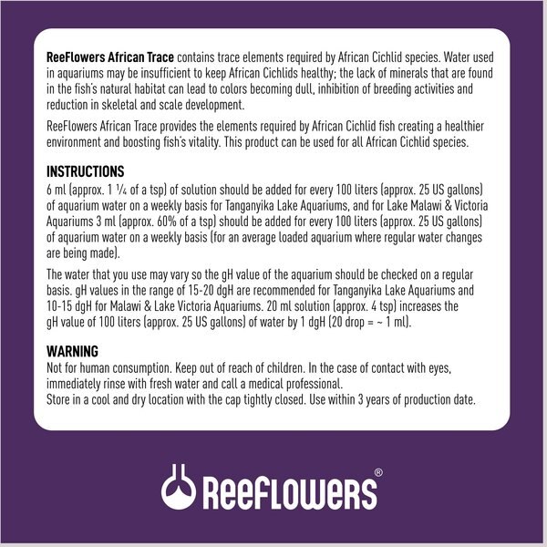 Out of Stock - REEFLOWERS African Trace Fish Aquarium Water Conditioner ...