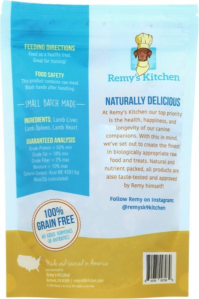 REMY'S KITCHEN Lamb Liver, Spleen, Heart Meat Medley Freeze-Dried Dog & Cat Treats, 3-oz bag ...