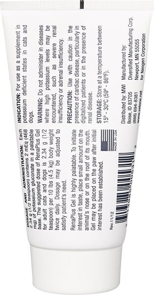 RENAPLUS (Potassium Gluconate) Oral Gel for Dogs & Cats, 5-oz - Easy ...