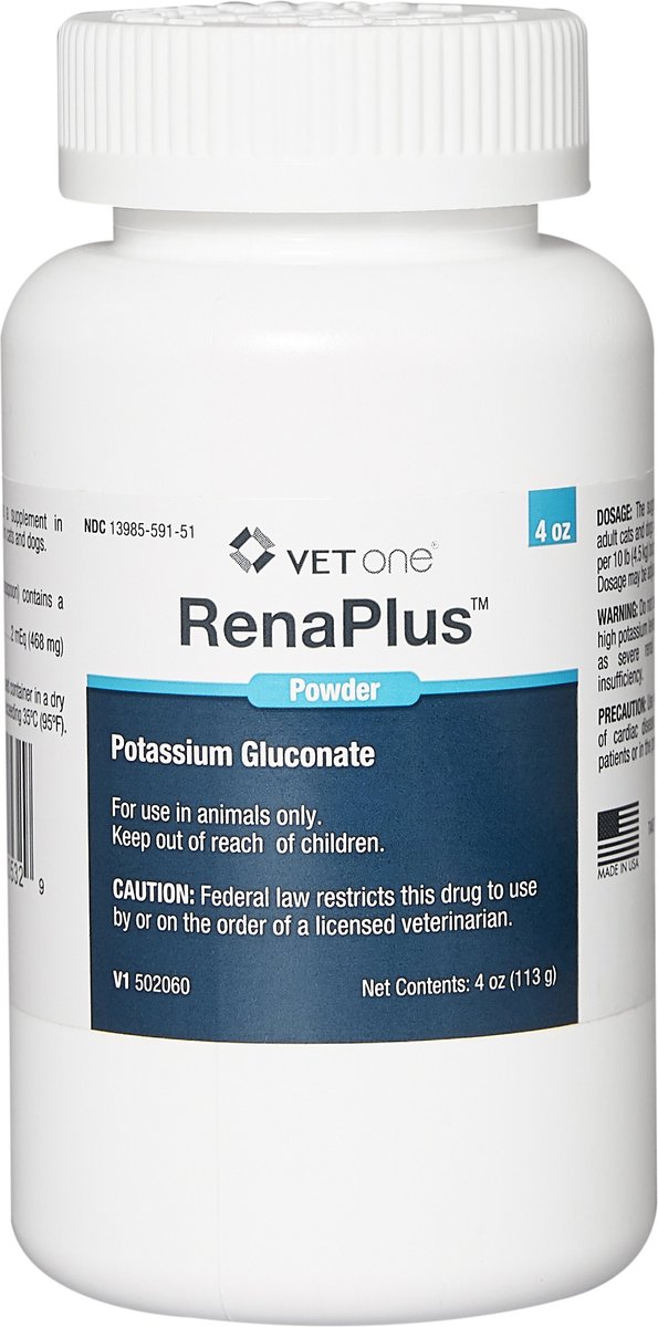 RENAPLUS (Potassium Gluconate) Powder for Dogs & Cats, 4-oz - Easy ...