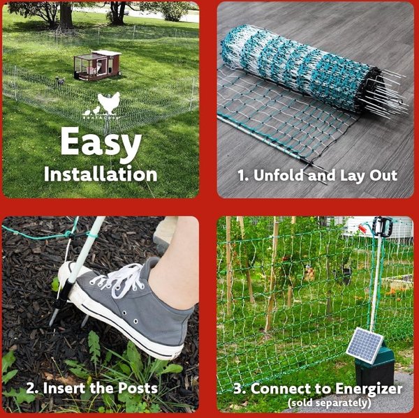 RENTACOOP Electric Anti-Predator Poultry Fence, 42-in x 168-ft roll ...