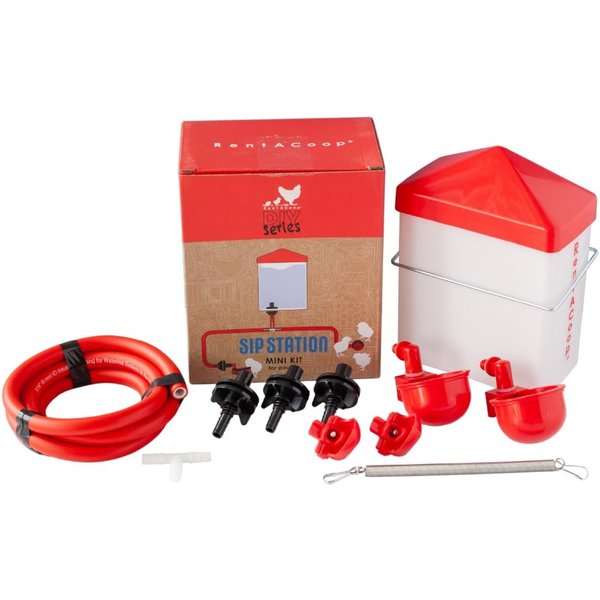 RENTACOOP DIY Sip Station Poultry Drinker System Mini Kit, 64-oz ...