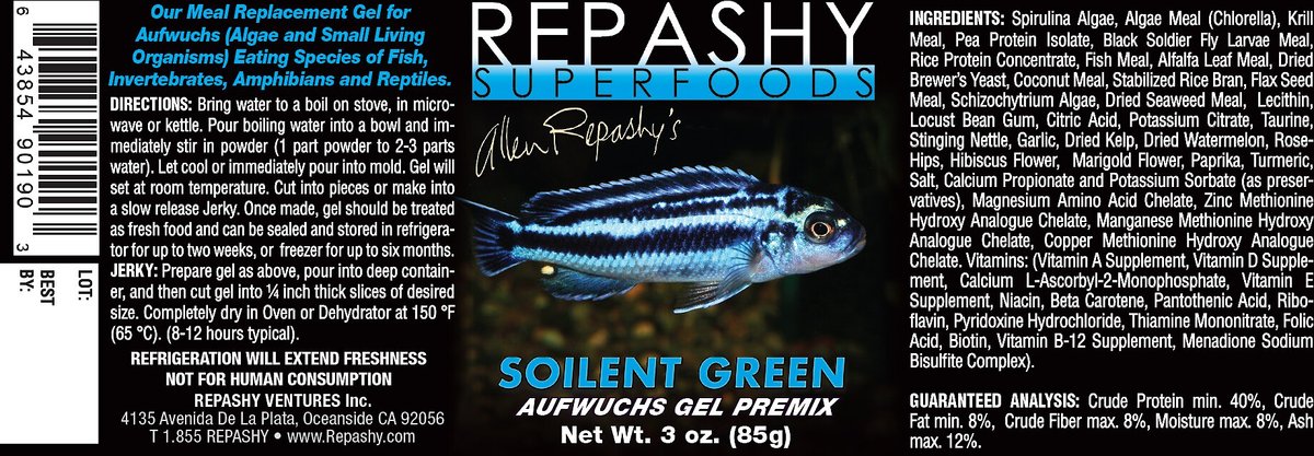 REPASHY SUPERFOODS Soilent Green Gel Premix Fish, Amphibian & Reptile ...