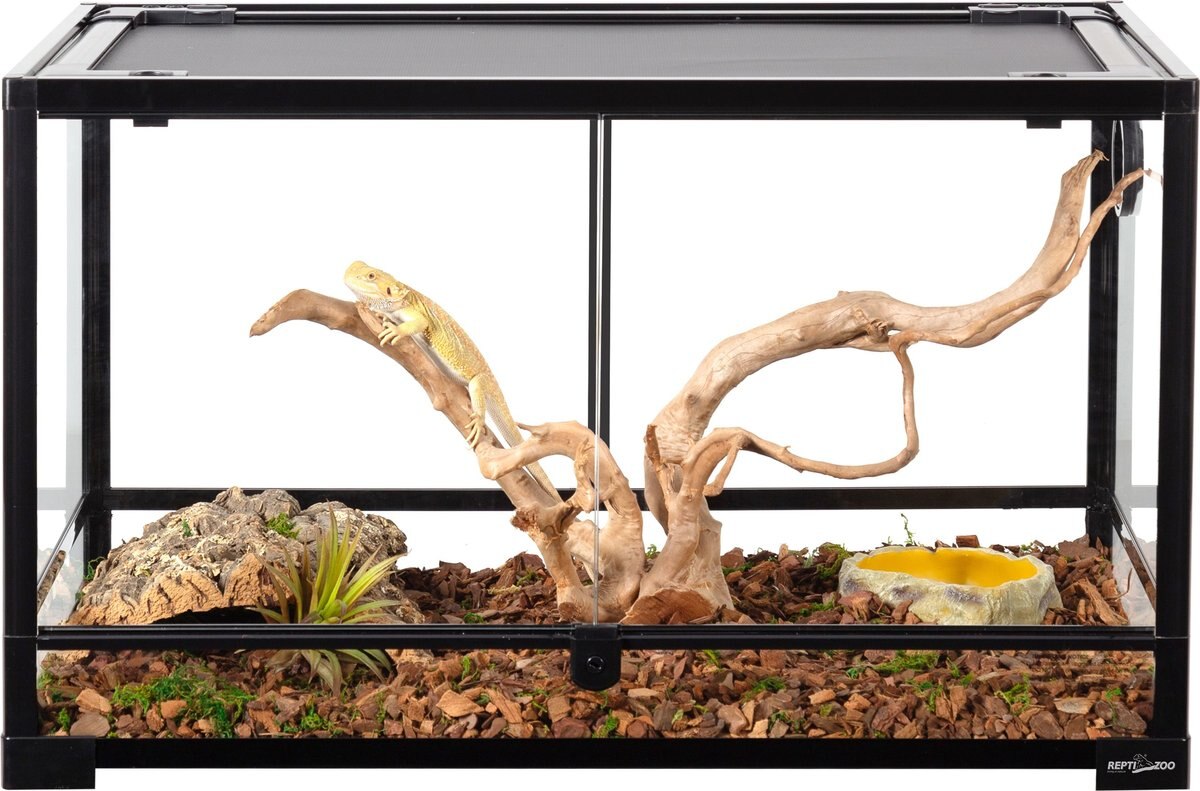 REPTI ZOO Tempered Glass Front Opening with Double Hinge Door Terrarium ...