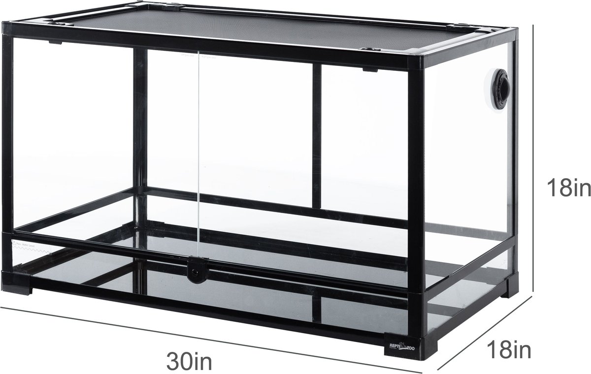 REPTI ZOO Tempered Glass Front Opening with Double Hinge Door Terrarium ...