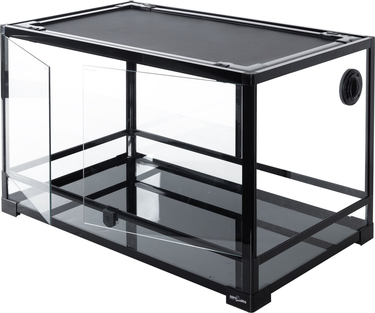 REPTI ZOO Tempered Glass Front Opening with Double Hinge Door Terrarium ...
