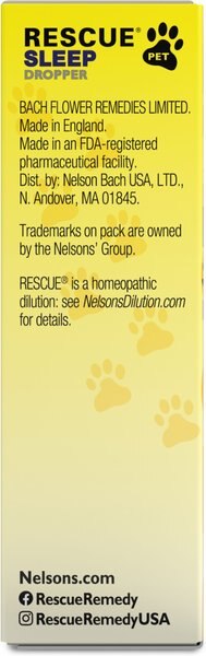 RESCUE REMEDY Pet Sleep Dropper Liquid Calming Supplement for Dogs ...