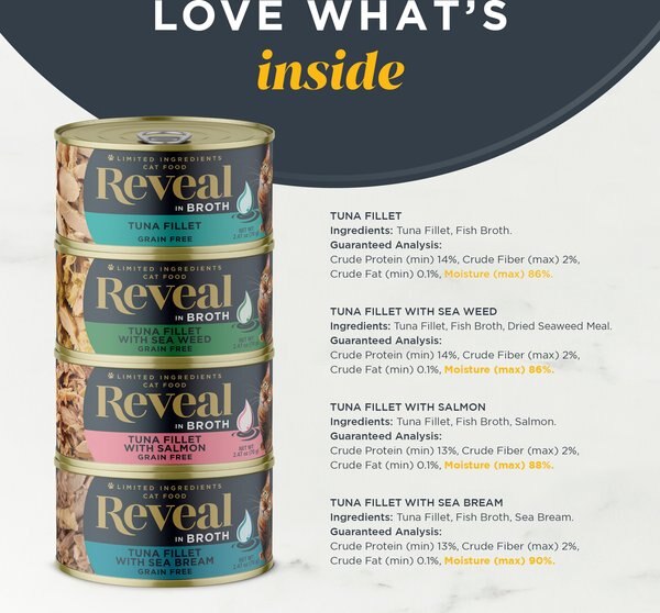 REVEAL Fish Selection Tuna in Broth Grain-Free Flaked Wet Cat Food, 2. ...