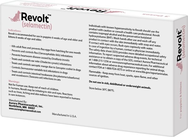 REVOLT Topical Solution for Puppies & Kittens, 0-5 lbs, (Rose Box ...