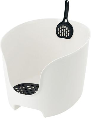 RICHELL PAW TRAX High Wall Cat Litter Box, White & Black - Chewy.com