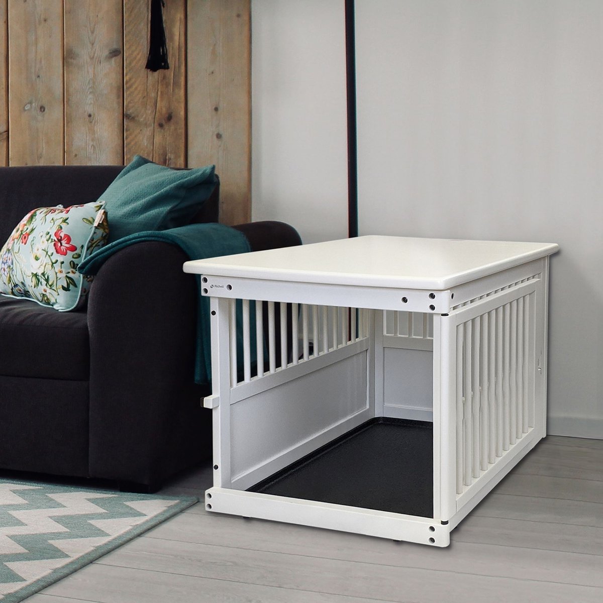 RICHELL Wooden End Table Dog Crate, White, Medium - Chewy.com