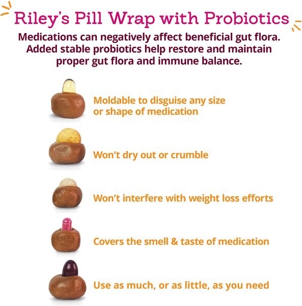 RILEY'S Delicious Peanut Butter & Probiotic Pill Wrap Dog Treat, 4.2-oz ...