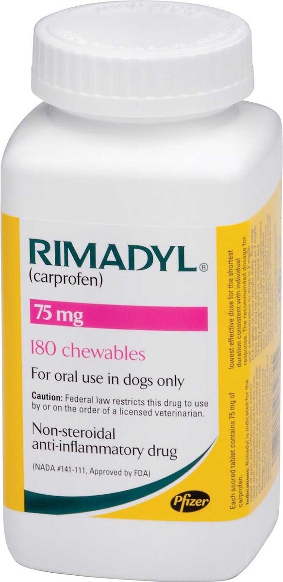 RIMADYL (carprofen) Chewable Tablets for Dogs, 75-mg, 180 tablets ...