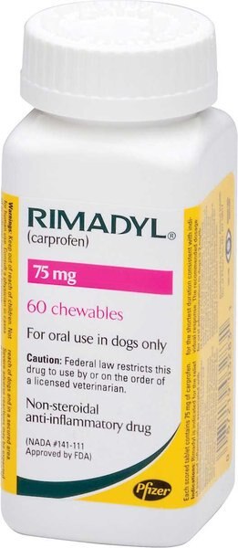 RIMADYL (carprofen) Chewable Tablets for Dogs, 75-mg, 60 tablets - Easy ...