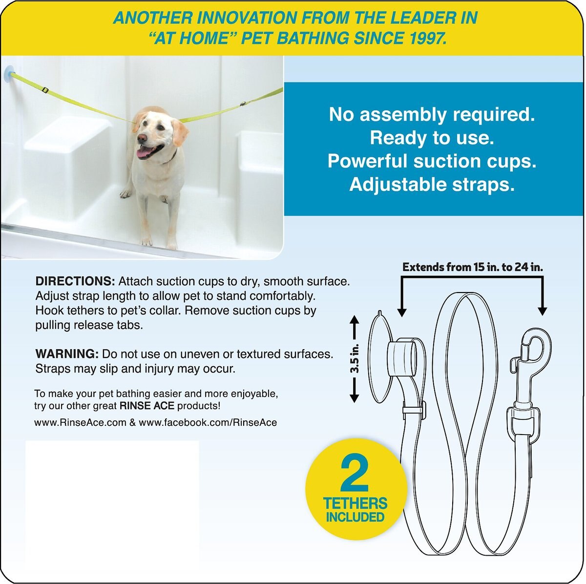 RINSE ACE Dog Bathing Tethers, 2 tethers - Chewy.com