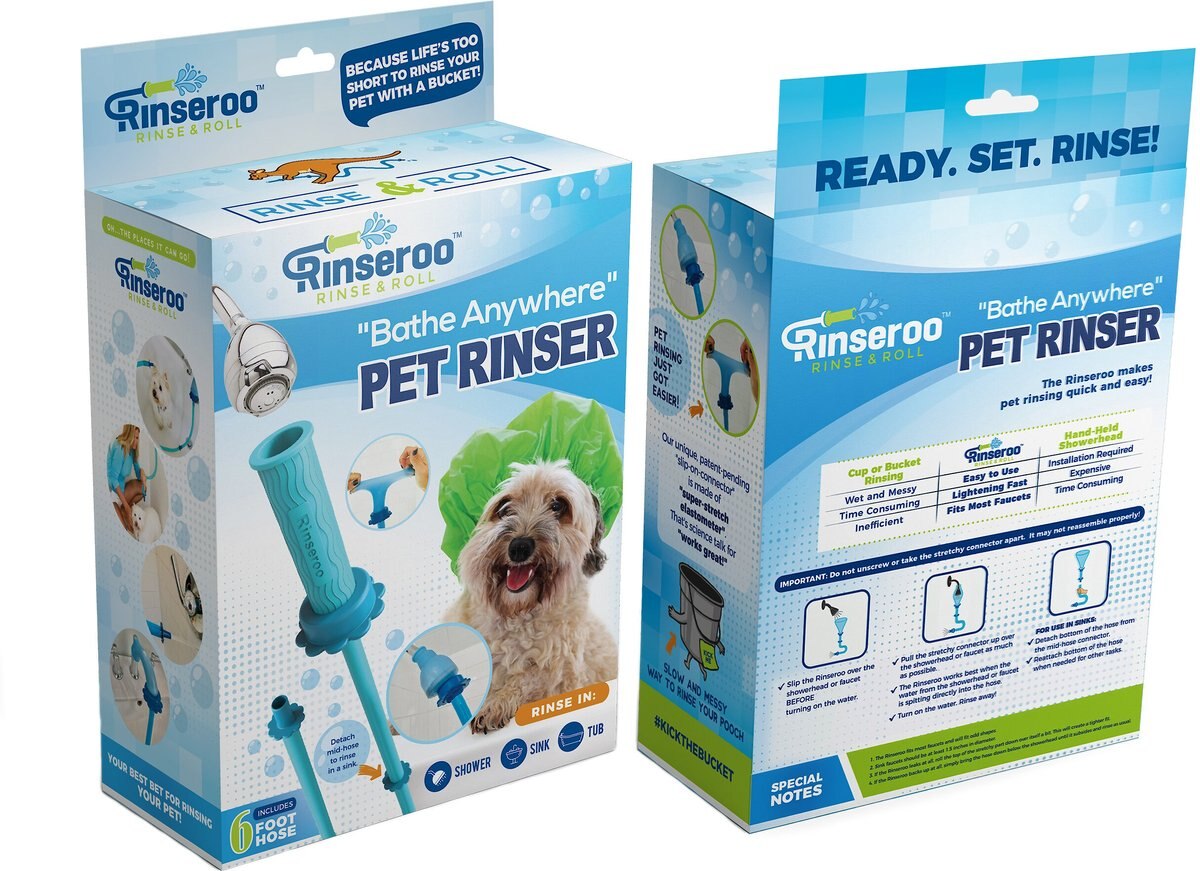 RINSEROO Bathe Anywhere Pet Rinser Hose Attachment, 6-ft, Blue - Chewy.com