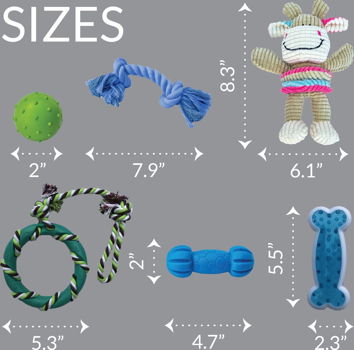 ROCKET & REX Small & Medium Breeds Puppy Chew Toy Variety Pack, 6 count ...