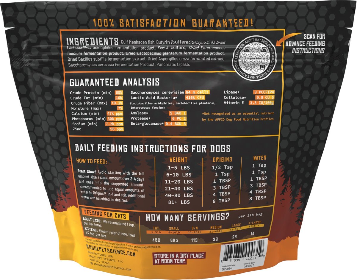 ROGUE PET SCIENCE Origins 5 in 1 Multi-Plex Support Dog & Cat ...