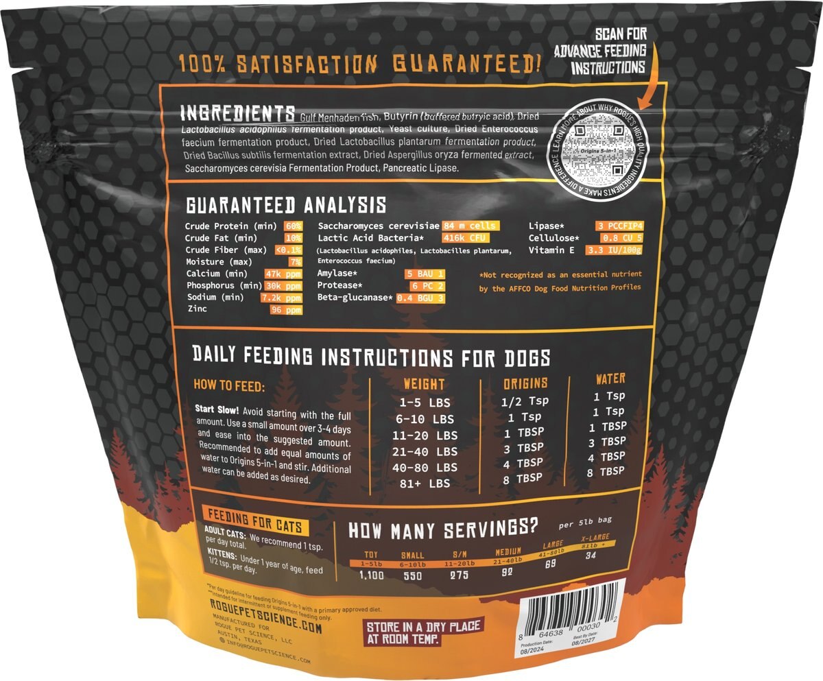 ROGUE PET SCIENCE Origins 5 in 1 Multi-Plex Support Dog & Cat ...