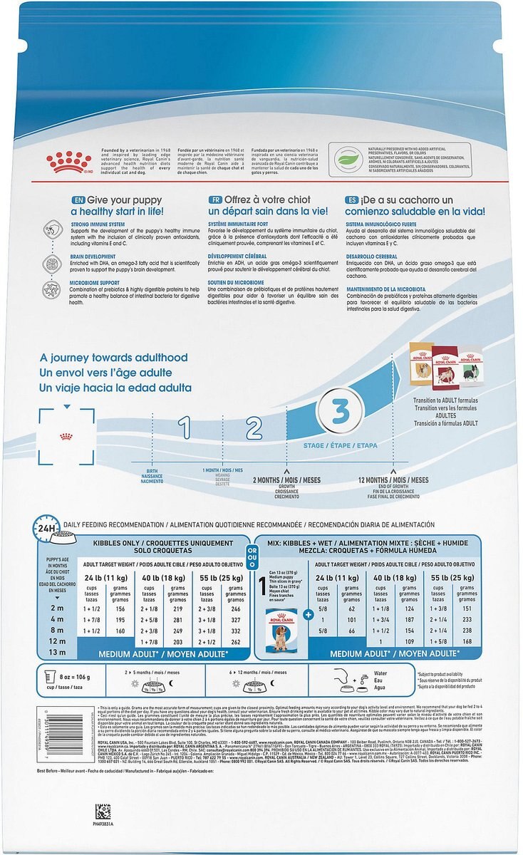 ROYAL CANIN Size Health Nutrition Medium Puppy Dry Dog Food, 17-lb bag ...