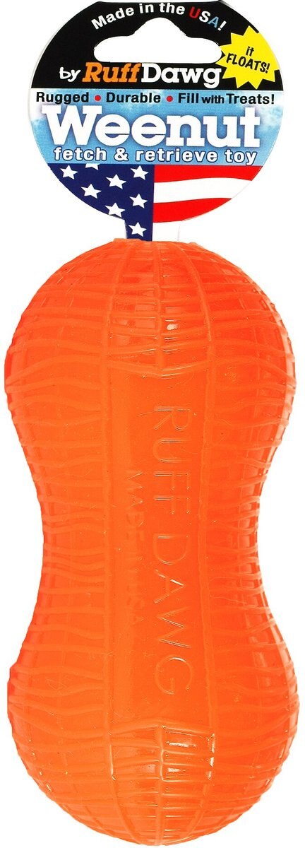 RUFF DAWG Peanut Treat Dispenser Tough Dog Toy, Color Varies, Weenut ...