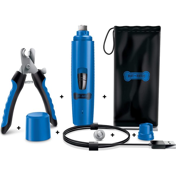 RUFF 'N RUFFUS Upgraded Rechargeable Dog Nail Grinder Kit, Blue - Chewy.com