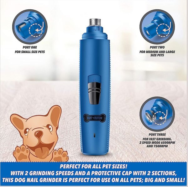 RUFF 'N RUFFUS Upgraded Rechargeable Dog Nail Grinder Kit, Blue - Chewy.com
