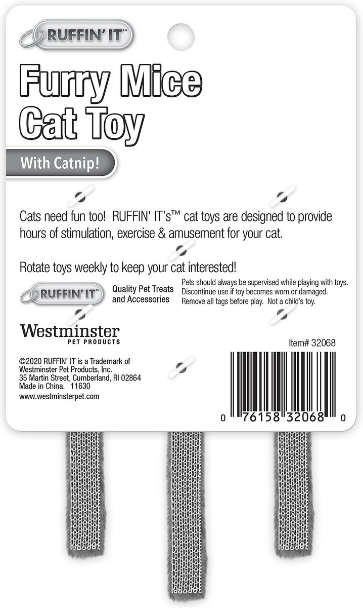 RUFFIN' IT Fur Mice Cat Toy, 3 count - Chewy.com