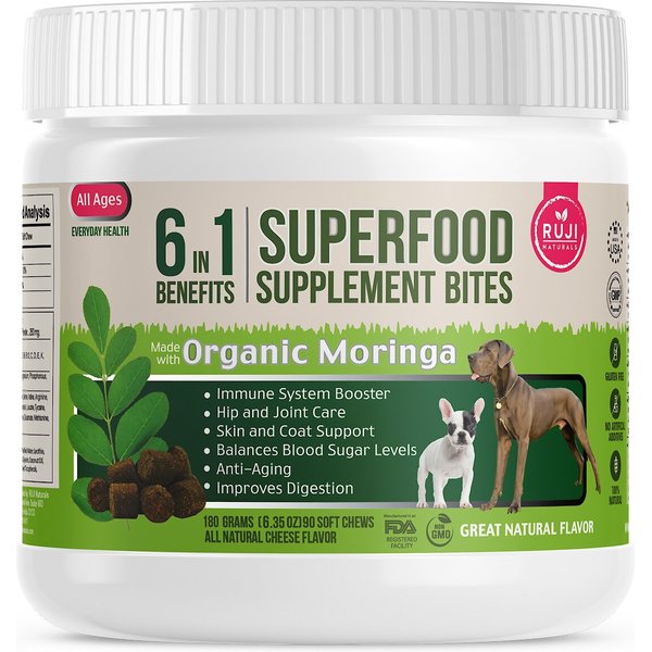 RUJI NATURALS 6x1 Multivitamin Superfood Dog Supplement, 90 count ...