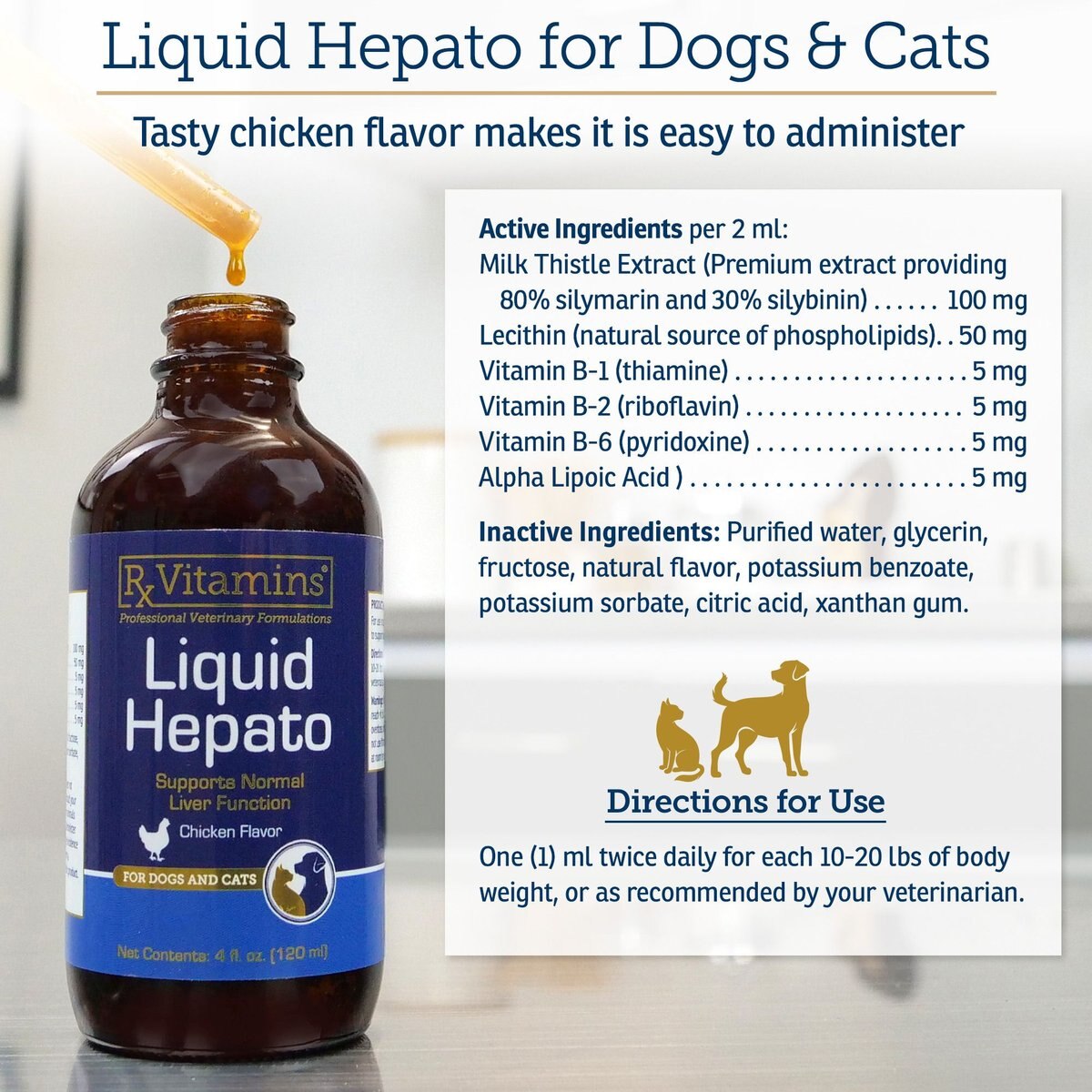 RX VITAMINS Hepato Chicken Flavored Liquid Liver Supplement for Cats ...