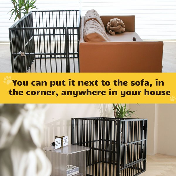 RYPETMIA 6-Panel Metal Mesh Foldable Dog & Cat Exercise Pen, Black, 31. ...