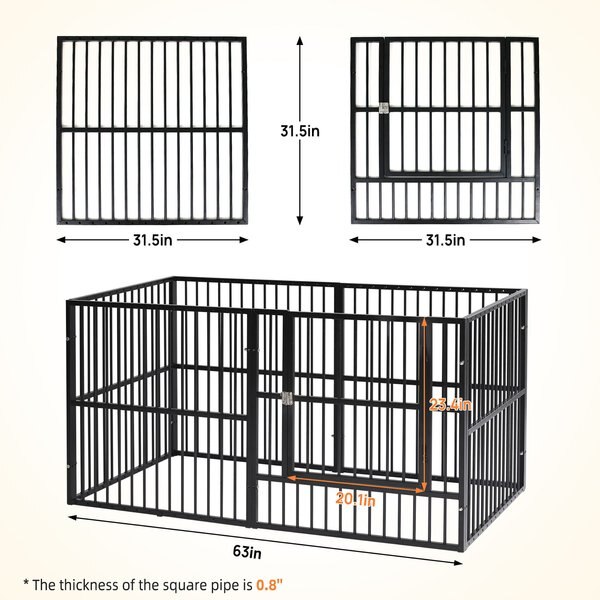 RYPETMIA 6-Panel Metal Mesh Foldable Dog & Cat Exercise Pen, Black, 31. ...