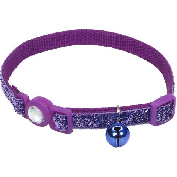 SAFE CAT Jeweled Glitter Polyester Breakaway Cat Collar with Bell ...