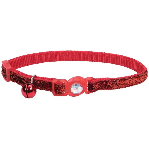 PAWTITAS Nylon Reflective Breakaway Cat Collar with Bell, Red, 7 to 11 ...
