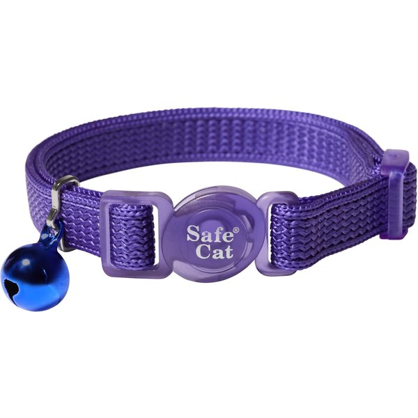 SAFE CAT Snag-Proof Polyester Breakaway Cat Collar with Bell, Purple ...