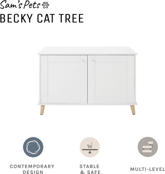 SAM'S PETS Becky 24.5-in Cat Tree End Table & Litter Box Enclosure ...
