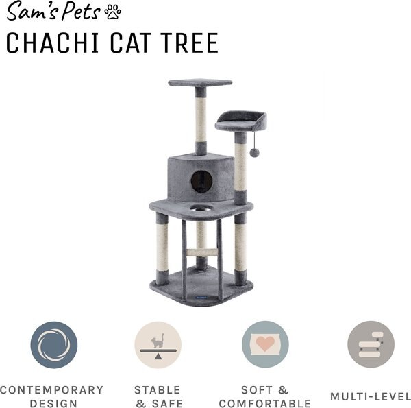 SAM'S PETS Chachi 49-in Cat Tree, Gray - Chewy.com