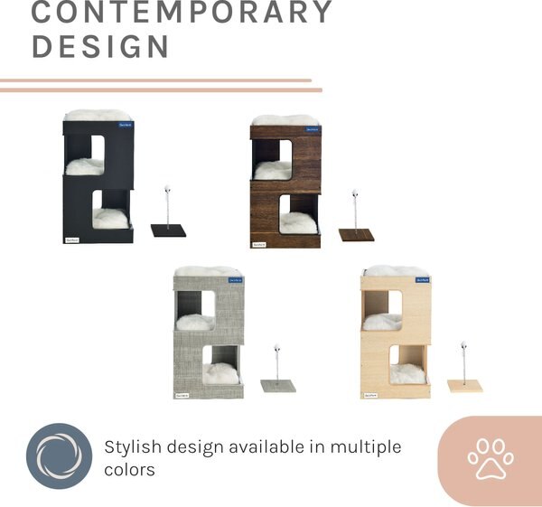 SAM'S PETS Escher 23.5-in Faux Fur Cat Tree & Condo, Grey - Chewy.com