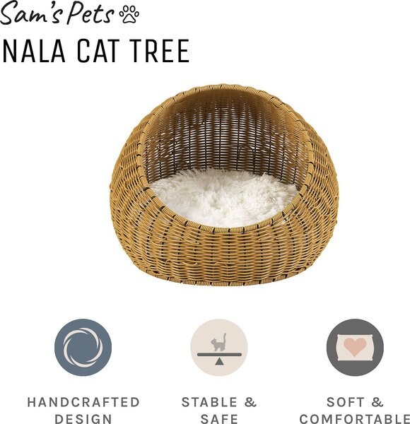 SAM'S PETS Nala Wicker Cat Bed, Brown, Medium - Chewy.com