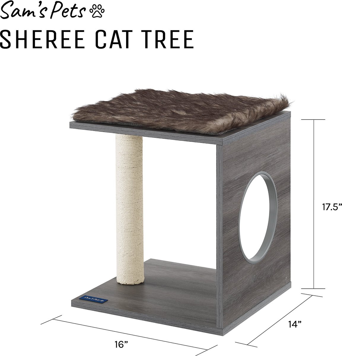 SAM'S PETS Sheree 17-in Cat Tree, Brown - Chewy.com