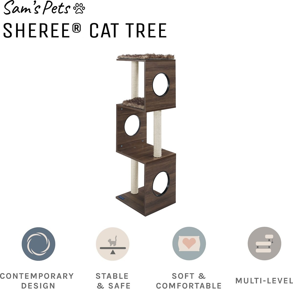 SAM'S PETS Sheree Cat Tree, Light Brown - Chewy.com