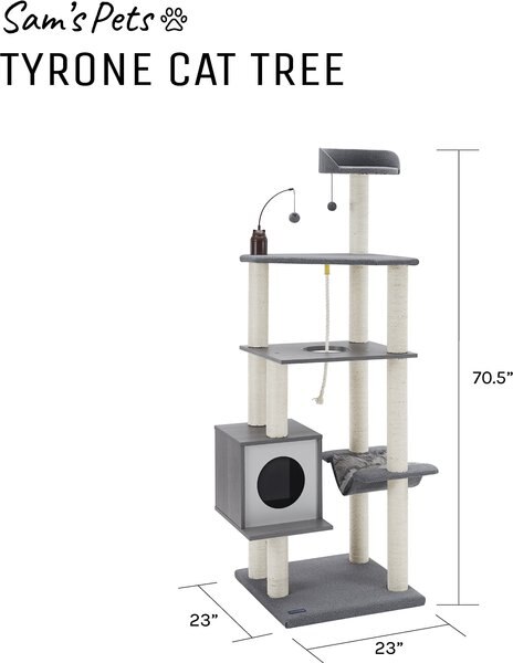 SAM'S PETS Tyrone 70.5-in Cat Tree, Gray - Chewy.com