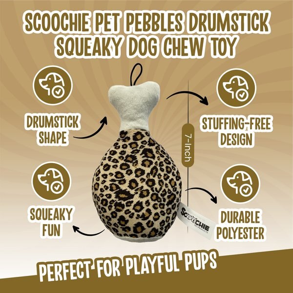 SCOOCHIE PET Pebbles Drumstick Squeaky Dog Chew Toy, 7-in - Chewy.com